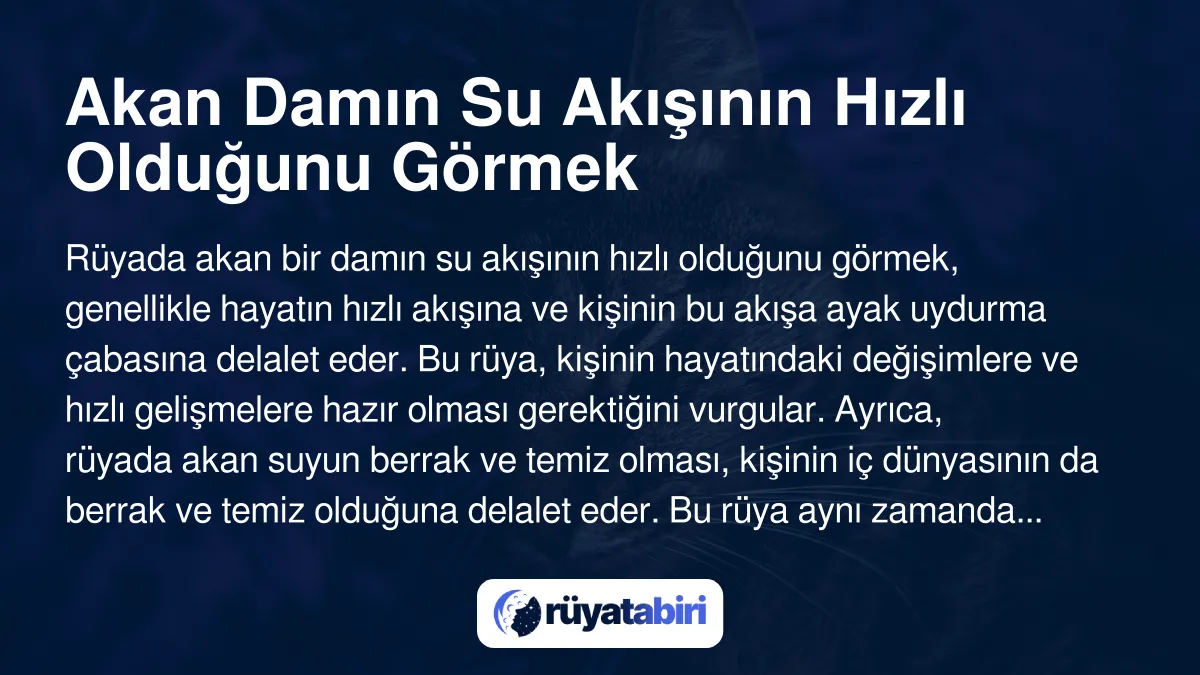 Akan Damın Su Akışının Hızlı Olduğunu Görmek - Rüya Tabiri