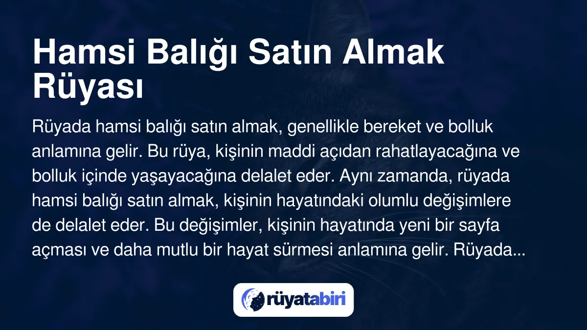 Hamsi Balığı Satın Almak Rüyası - Rüya Tabiri