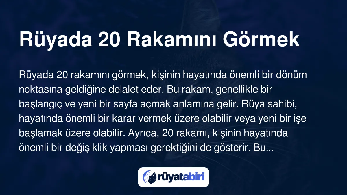 Rüyada 20 Rakamını Görmek Ne Anlama Gelir? - Rüya Tabiri