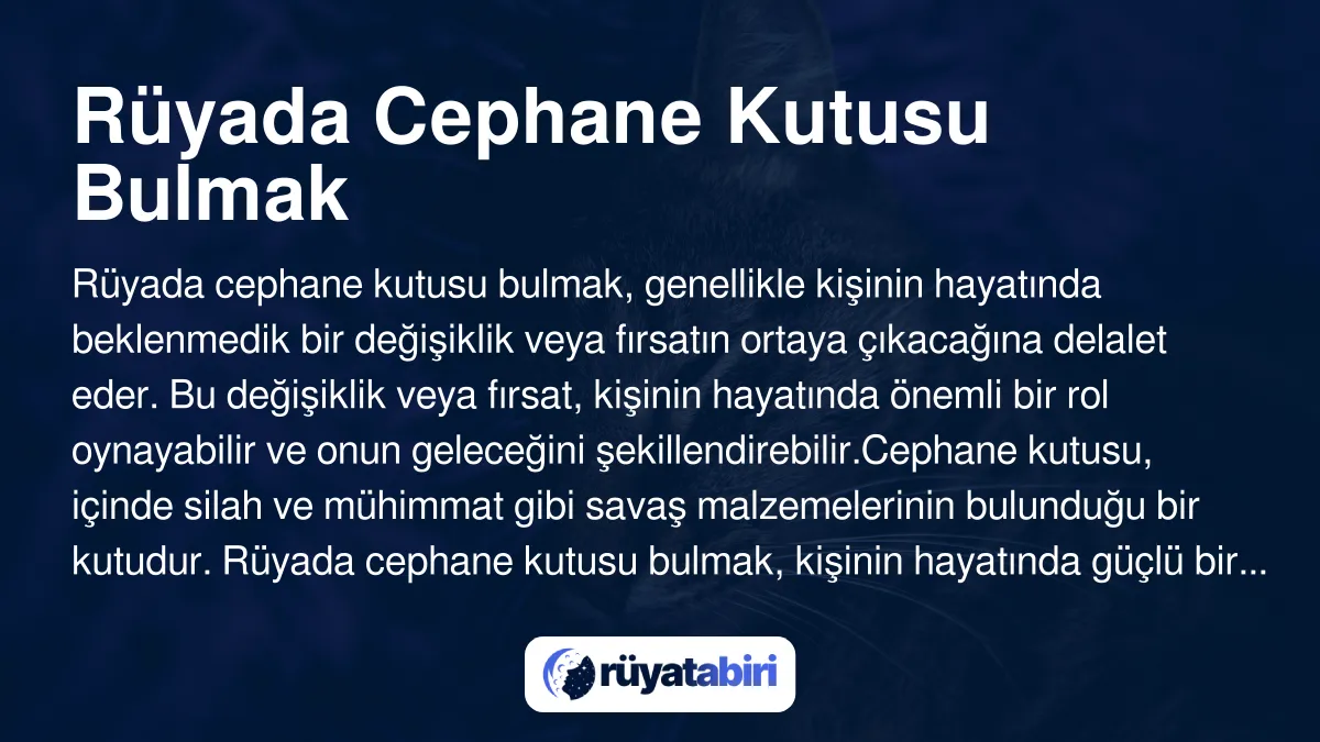 Rüyada Cephane Kutusu Bulmak Ne Anlama Gelir? - Rüya Tabiri
