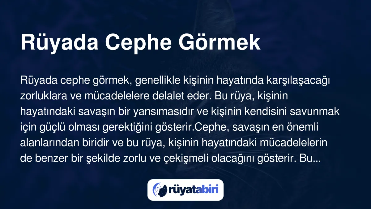 Rüyada Cephe Görmek Ne Anlama Gelir? - Rüya Tabiri